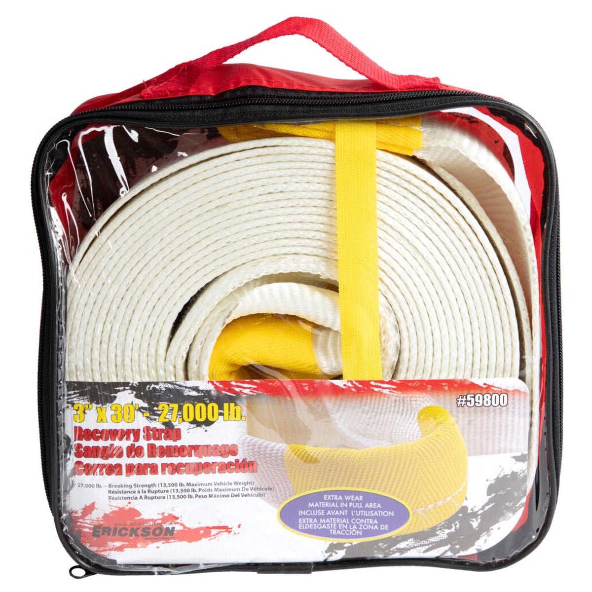 Erickson (3 in. x 30 ft.) 27,000 lb. Recovery Strap Bulk With Carry Ba ...