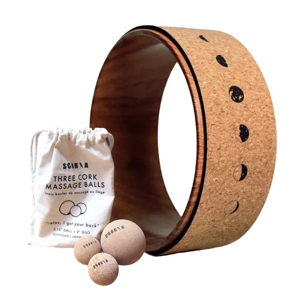 Scoria Stretch & Recovery Kit, Cork Massage Ball Trio and Yoga Wheel – RJP Wholesale