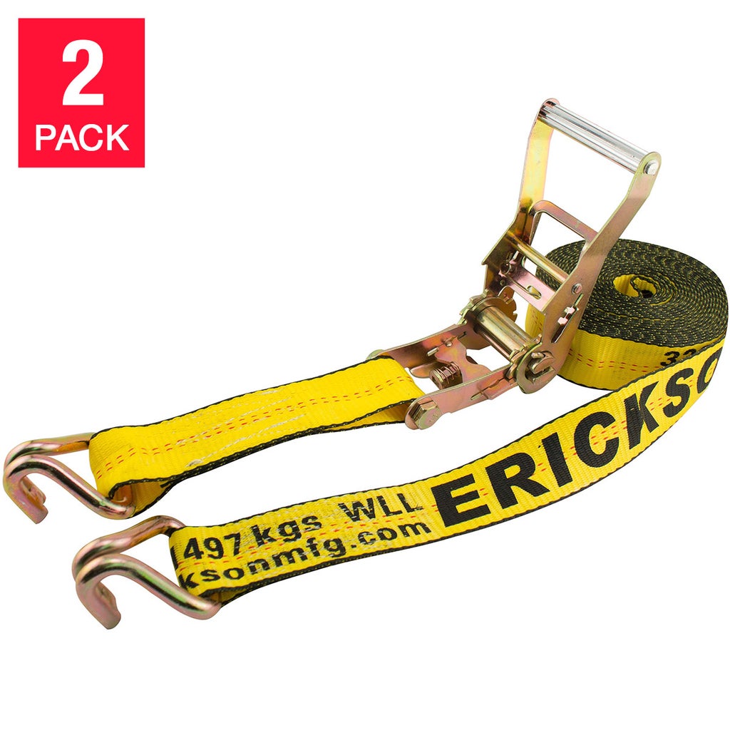 Erickson 8.2 m (27 ft.) Ratchet Strap with Double J Hooks 2-pack – RJP ...
